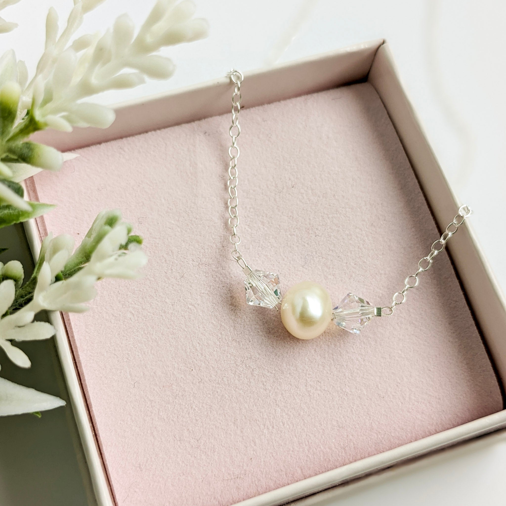 Crystal & Pearl Necklace - Watermeadow Lane | Handmade Pearl Jewellery